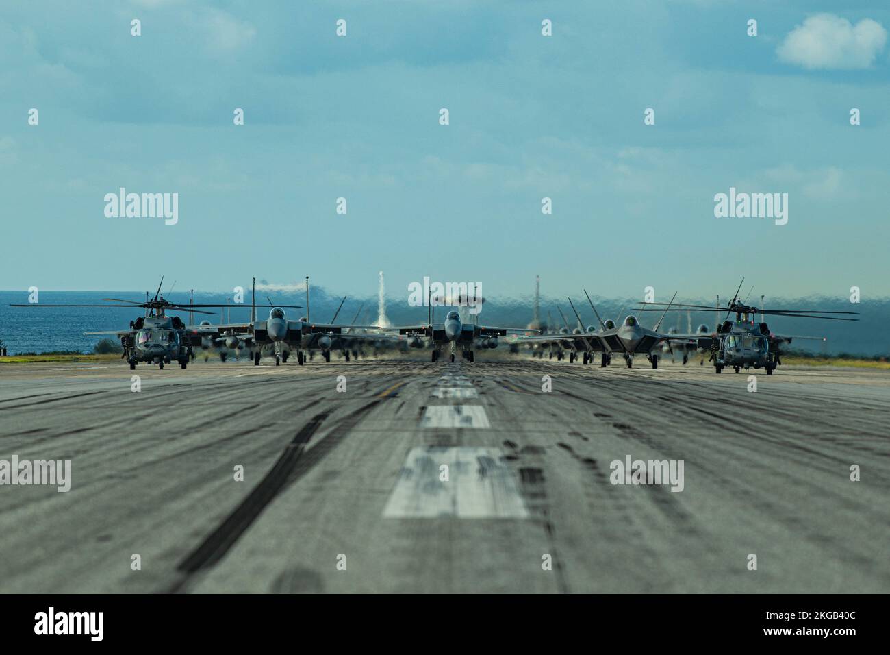 U.S. Air Force aircraft line up in a formation for a capabilities ...