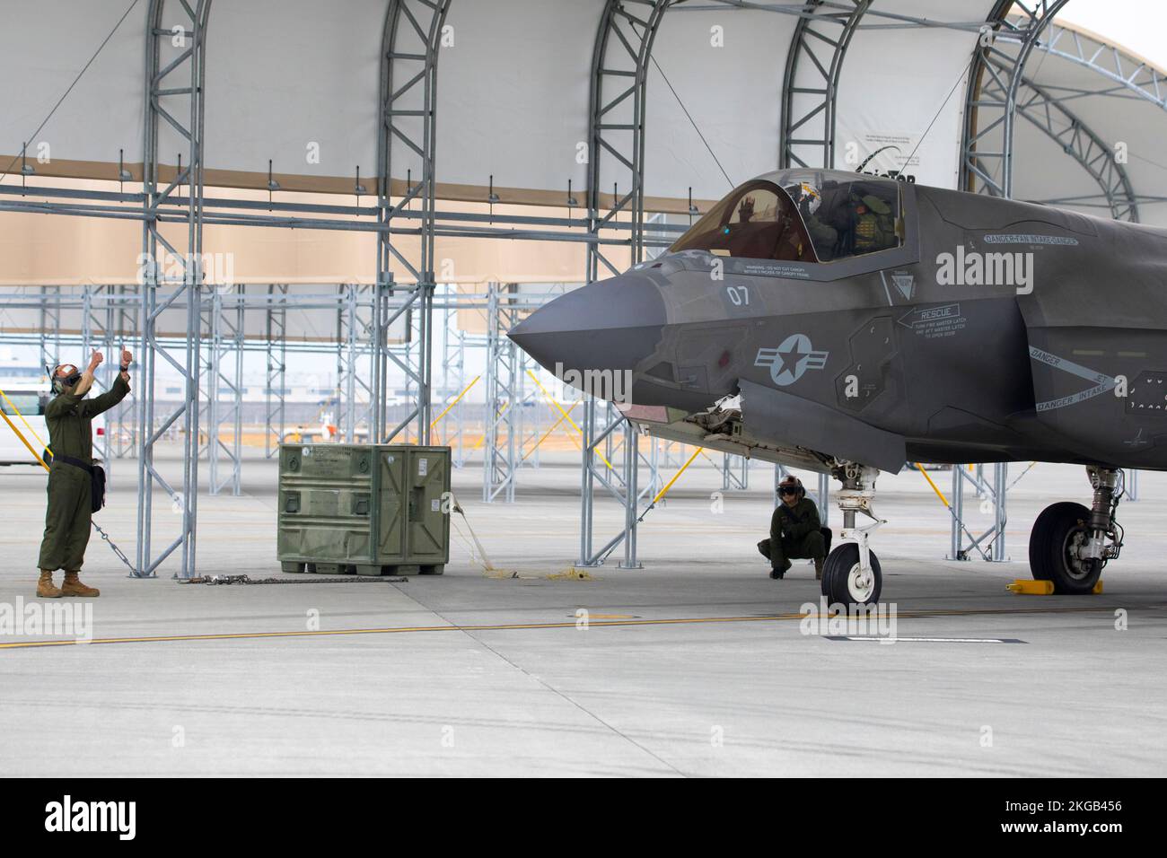 U.S. Marine Corps Lance Corporal Isaiah Maez, an F-35B Lighting II ...