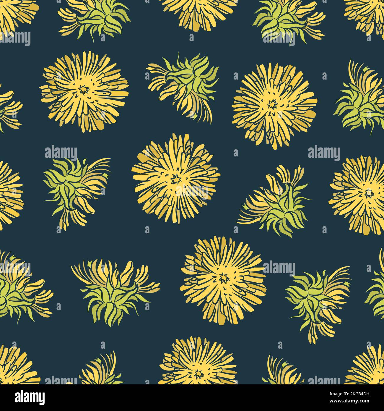 DANDELION COLOR Medical Benefits Plant Botanic Nature Flower Seamless ...