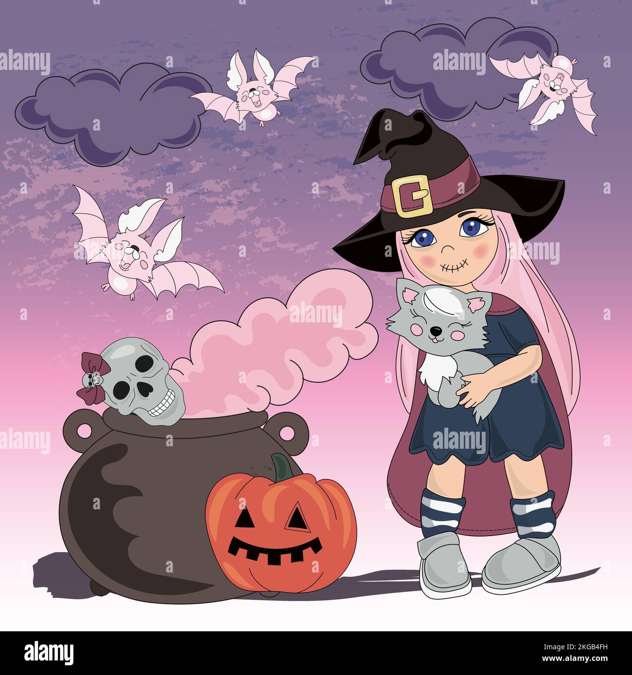 DARKNESS FEAST Halloween Cartoon Vector Illustration Set For Print ...