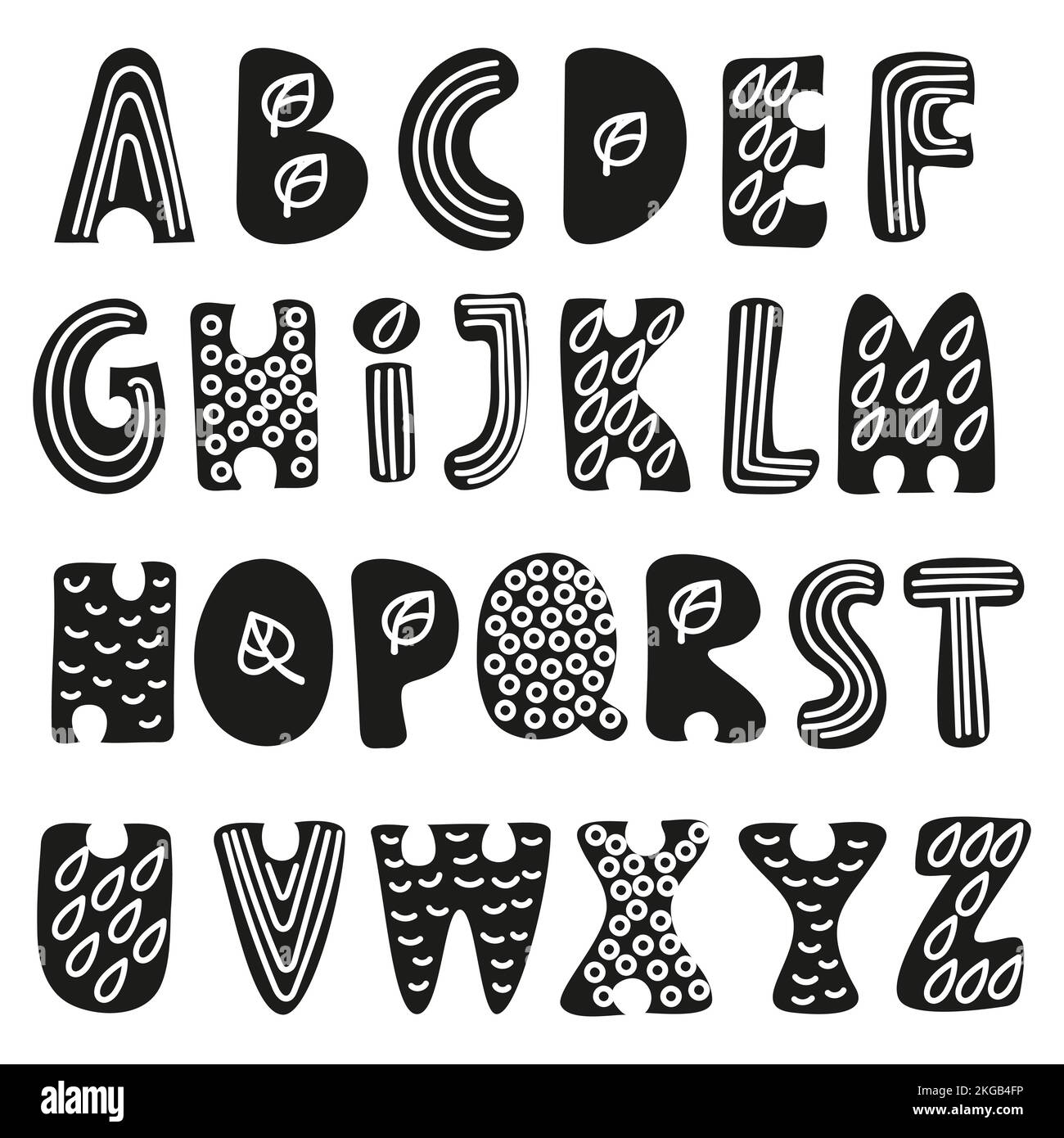 DECOR ALPHABET WHITE Monochrome Folk Ethnic Vector Illustration Set For ...