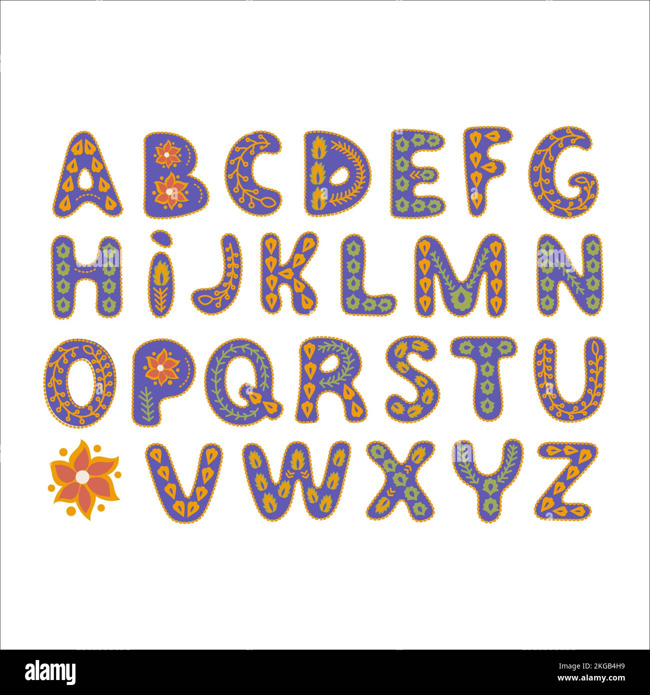 DECORATIVE ALPHABET Colorful Folk Ethnic Culture Vector Illustration ...