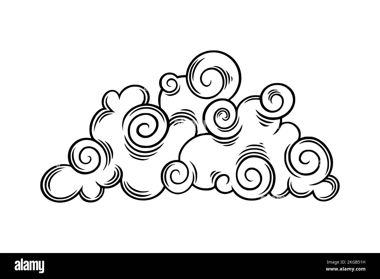 Chinese cloud in curly style. Decorative boho cloud for festive asian ...