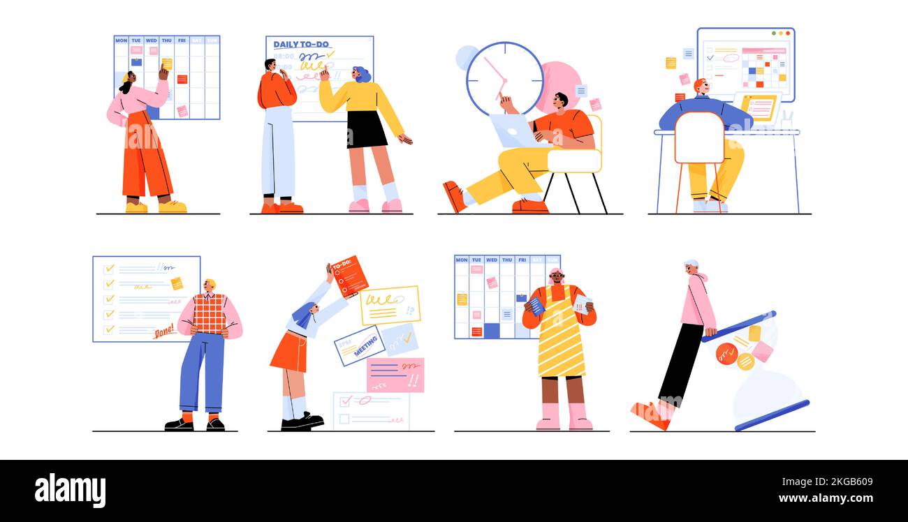 Time management, business planning with checklists, schedule, calendar ...