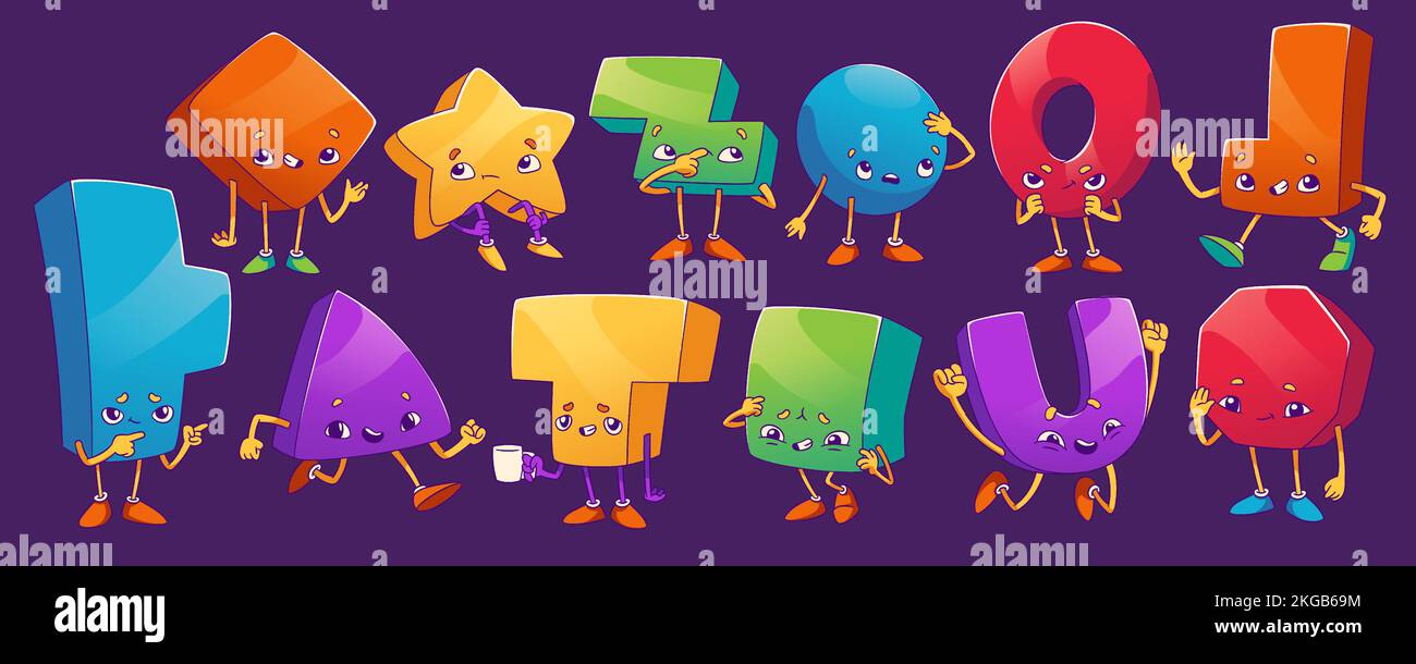 Geometric figures characters various emotions. Learning school game ...