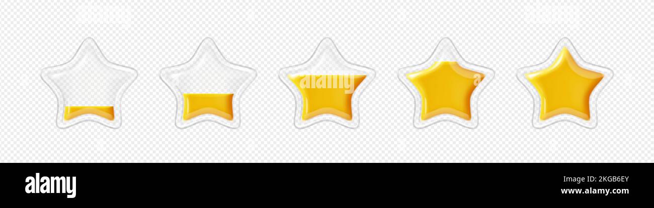 Stars game score filling animation frame from empty to full row. Ui or ...