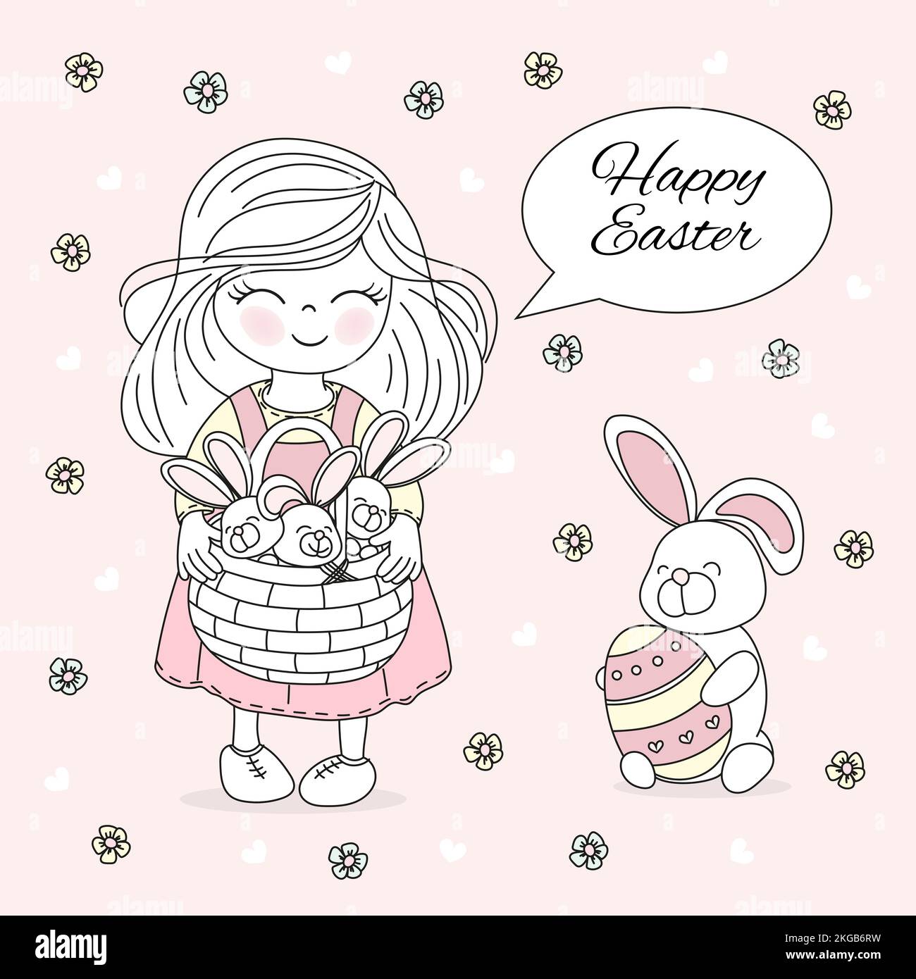 EASTER FRIEND Great Religious Holy Holiday Cartoon Girl Vector ...