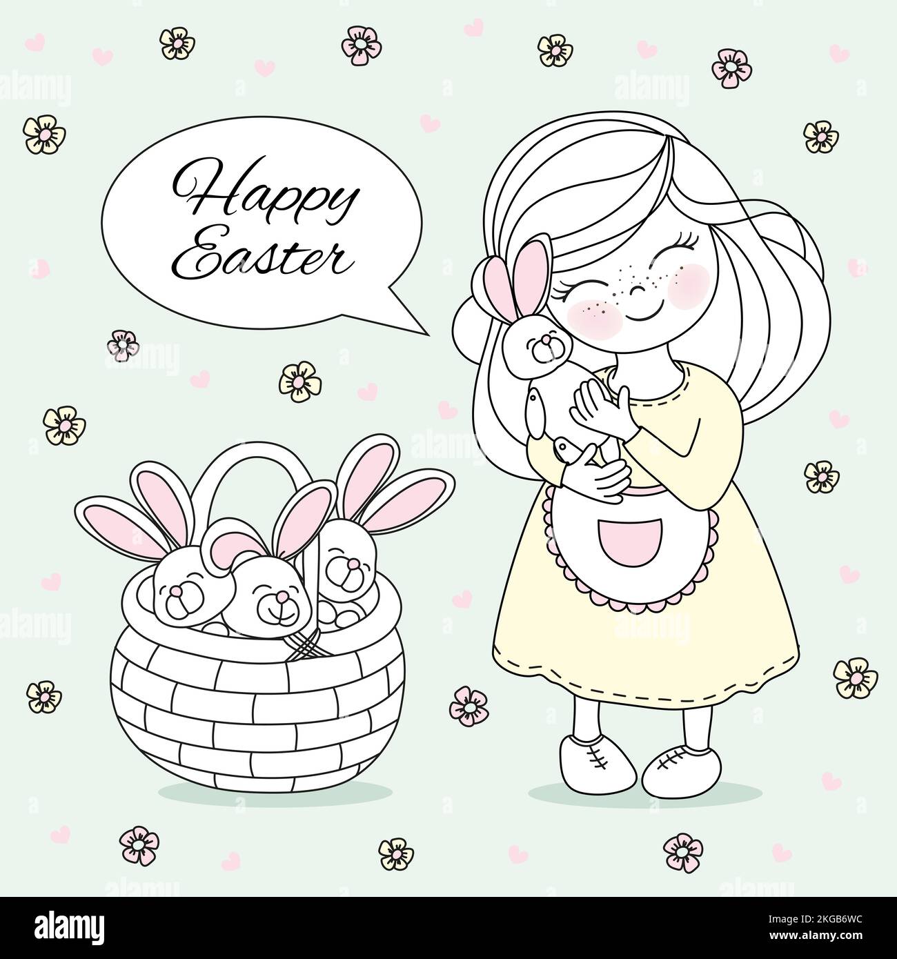EASTER GIRL Great Religious Holy Holiday Cartoon Vector Illustration ...