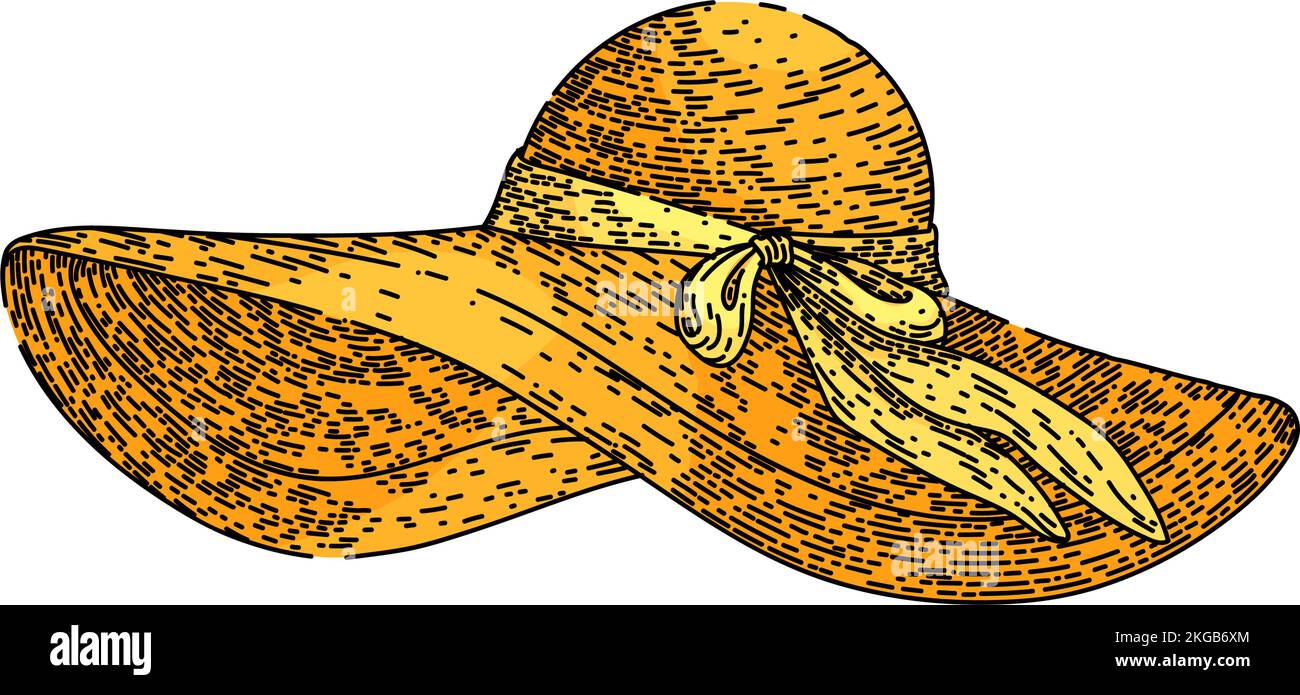 straw hat summer sketch hand drawn vector Stock Vector Image & Art - Alamy