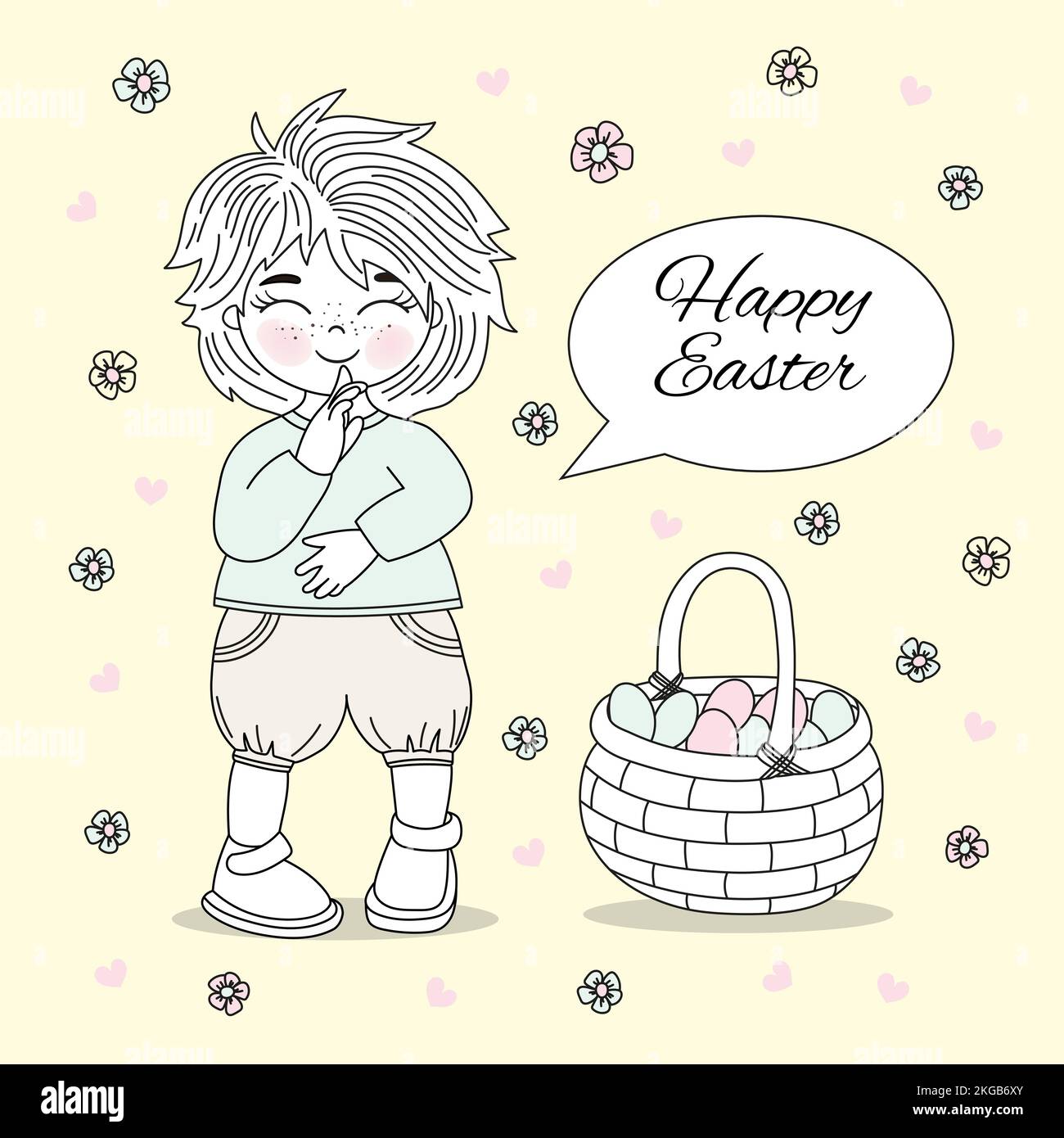 EASTER BOY Great Religious Holy Holiday Cartoon Vector Illustration Set ...