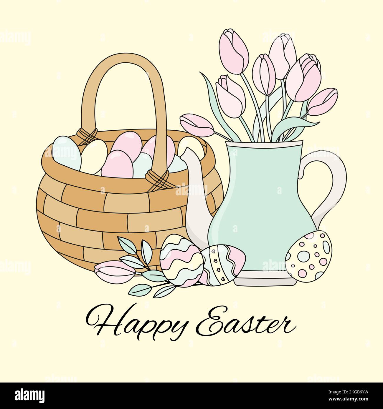EASTER TULIPS Spring Bouquet Great Religious Holy Holiday Cartoon ...