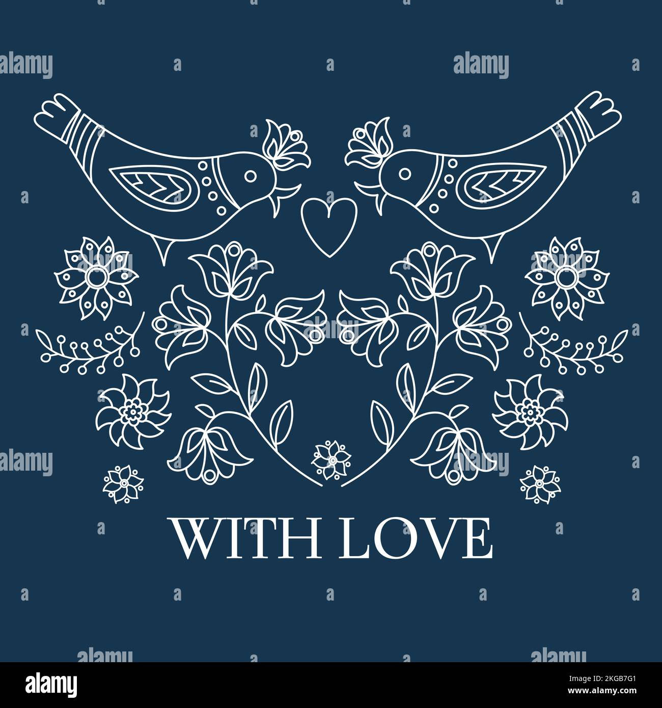 ETHNO LOVE Folk Traditional Doodle Ornament Cartoon Vector Illustration ...