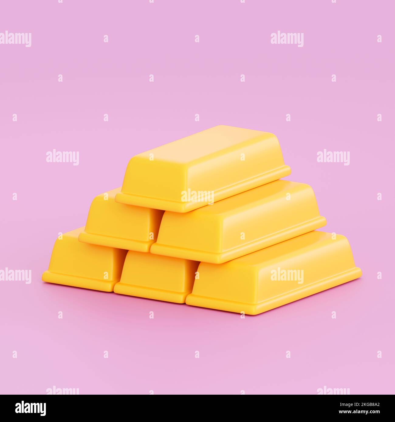 3d gold bar stack in plastic style. Finance, future, banking system, trade and investment ...