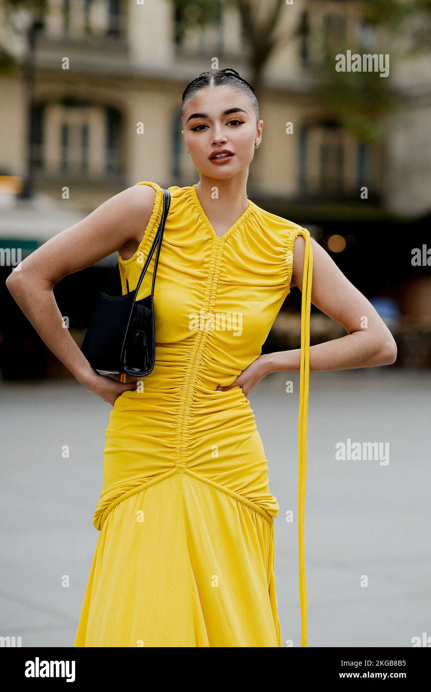 Street style, Cassandra Cano arriving at Stella McCartney Spring Summer ...