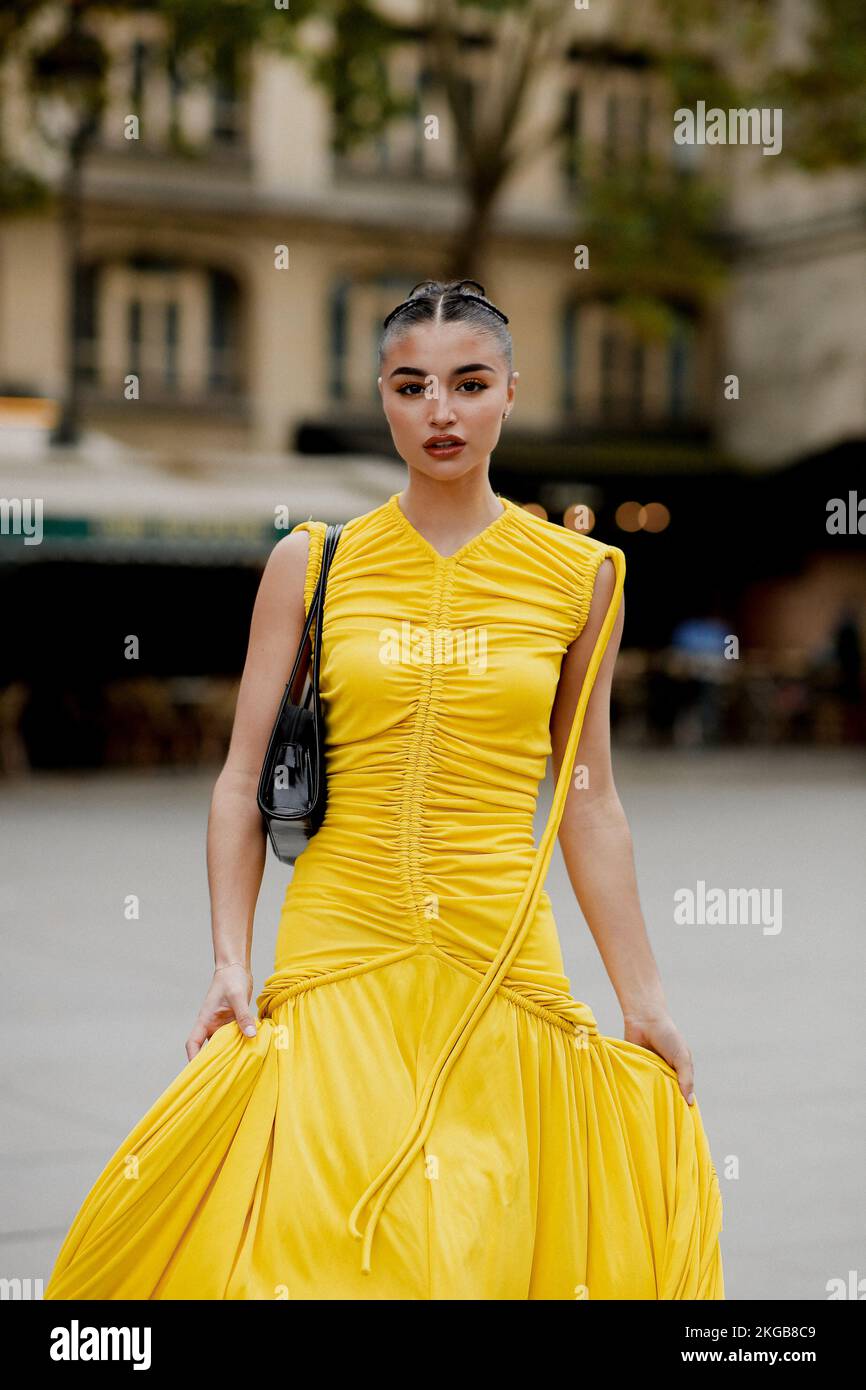 Street style, Cassandra Cano arriving at Stella McCartney Spring Summer ...