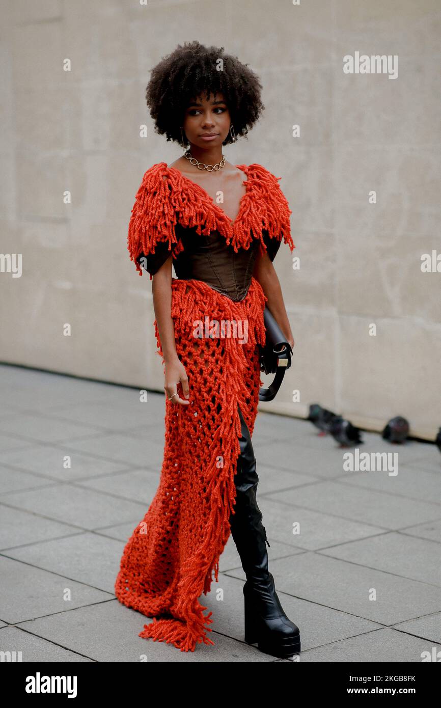 Street style, Sarah Monteil arriving at Stella McCartney Spring Summer ...