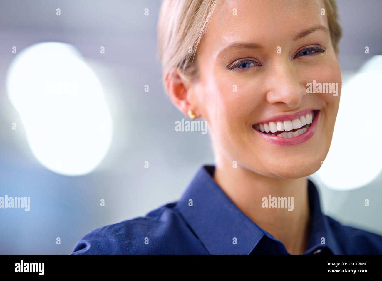 Portrait smiling blonde worker hi-res stock photography and images - Alamy