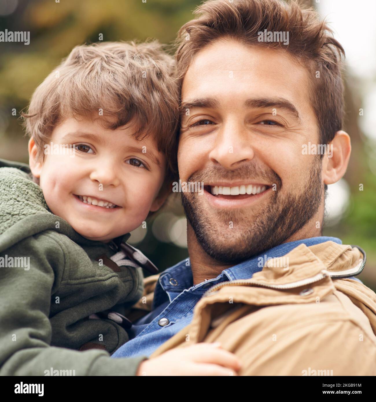Hes a chip of the old block. a father and son enjoying a day outdoors ...