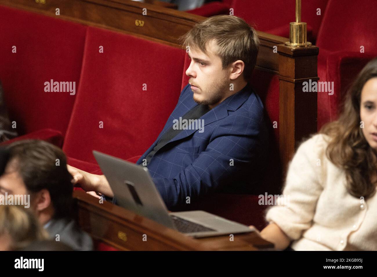 Deputy, Louis Boyard attends a session of Questions to the Government ...