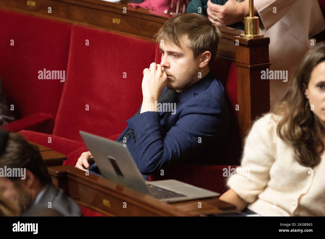 Deputy, Louis Boyard attends a session of Questions to the Government ...