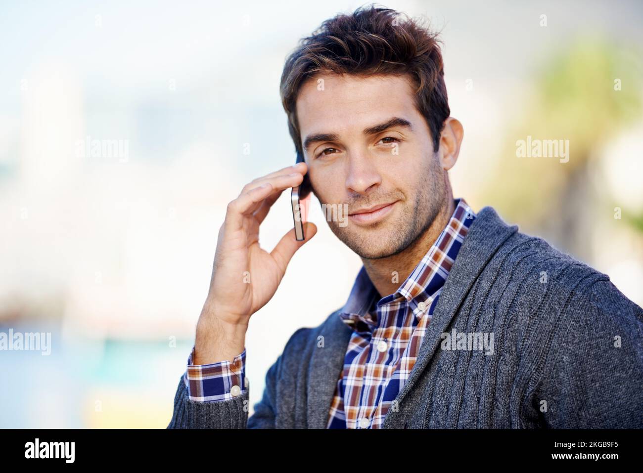 Happy man making phone call hi-res stock photography and images - Alamy