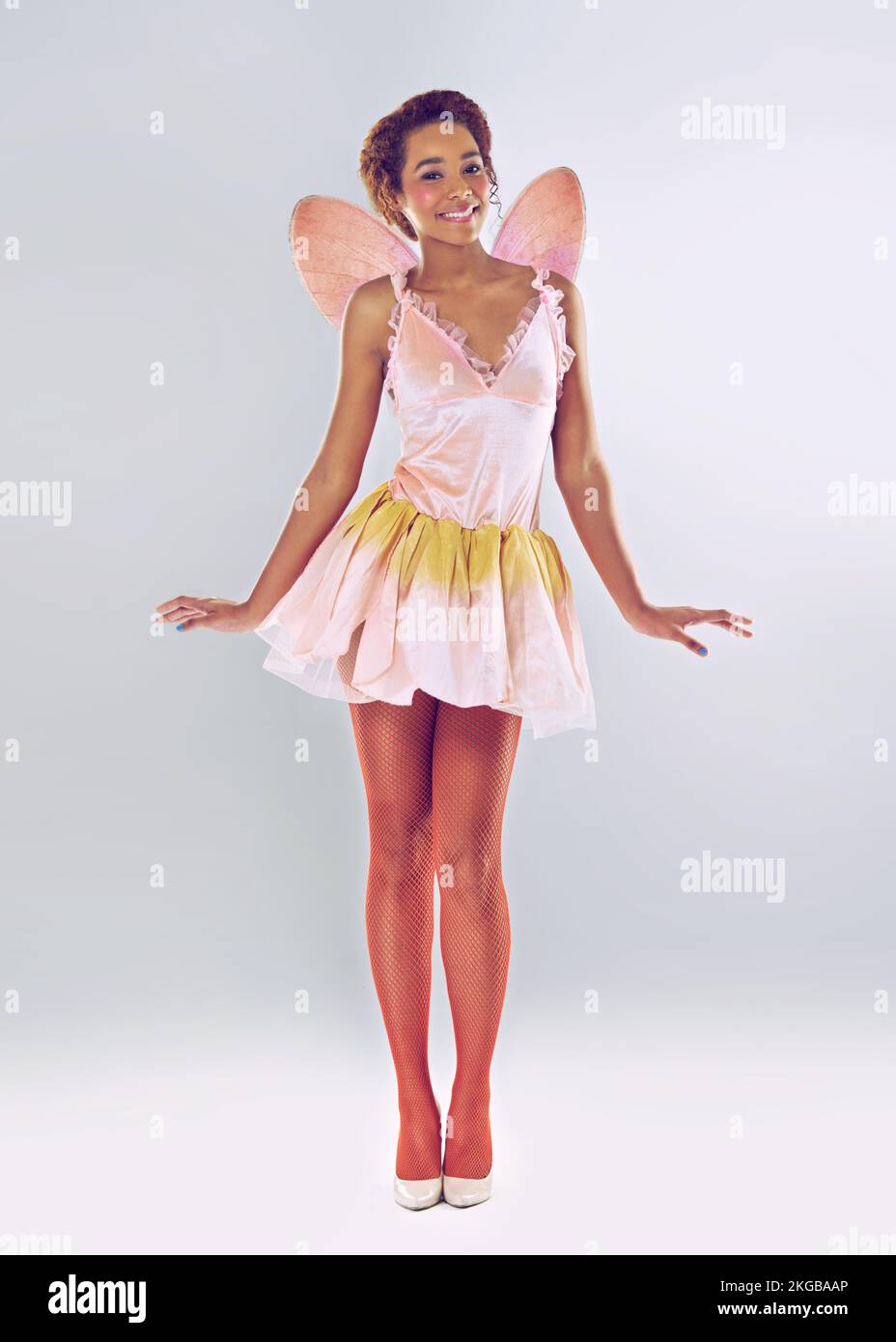 Let me bring magic to your world. A full length shot of a cute fairy ...
