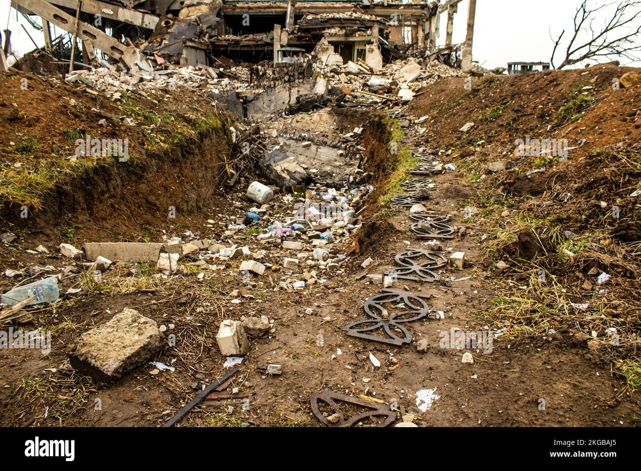 Destruction of Kherson International Airport in Chornobaivka, located ...