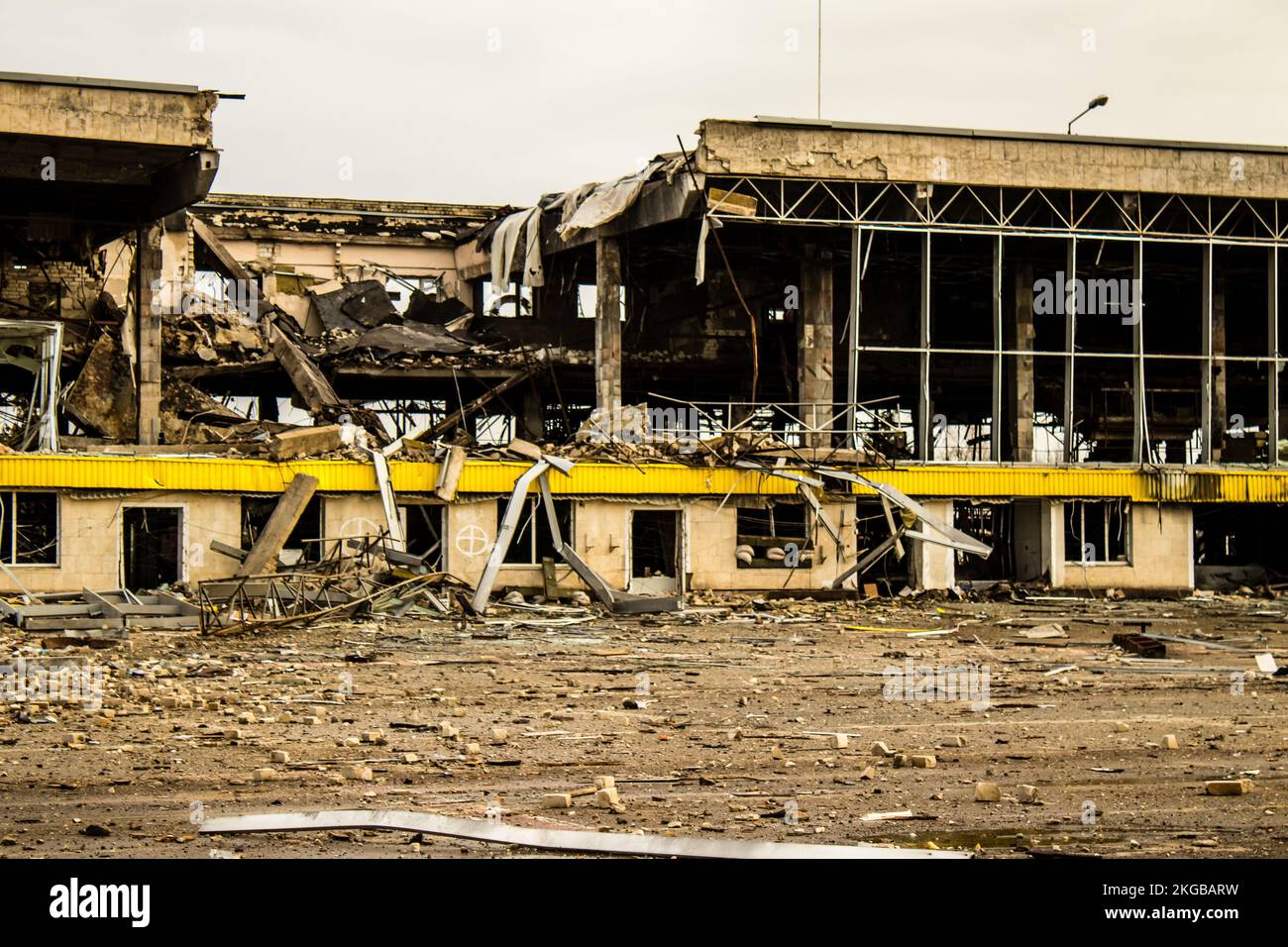 Destruction of Kherson International Airport in Chornobaivka, located ...