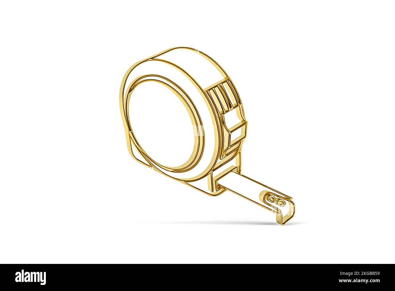 Golden 3d tape measure icon isolated on white background - 3D render ...