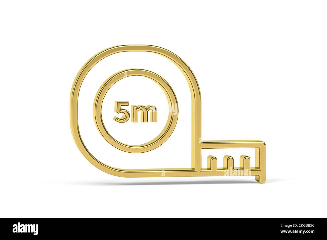 Golden 3d tape measure icon isolated on white background - 3D render ...