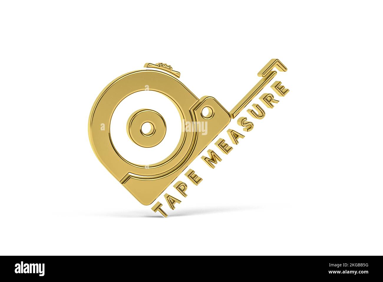 Golden 3d tape measure icon isolated on white background - 3D render ...