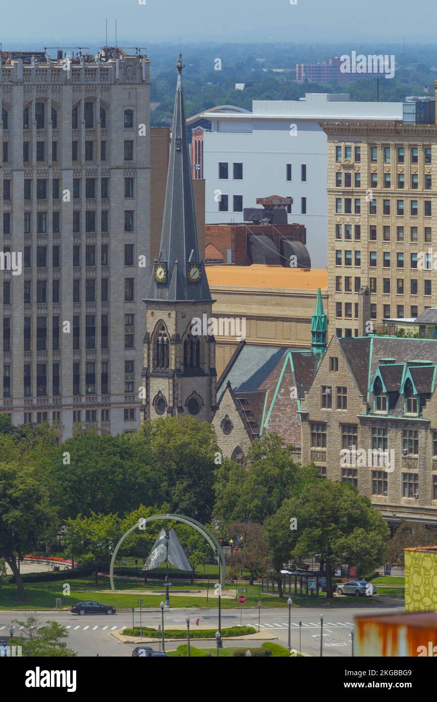 Detroit landmarks including the Millennium Bell (in Grand Circus Park ...