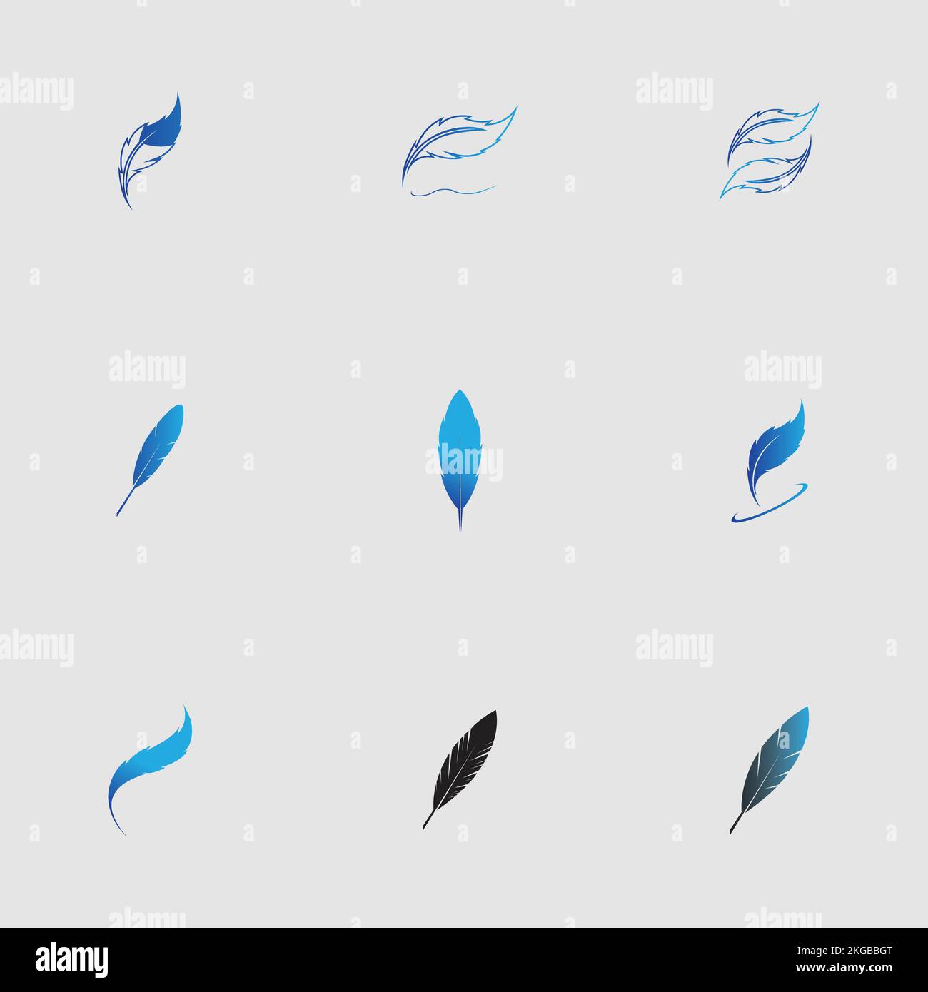 set of logo of feather vector illustration design on gray background ...