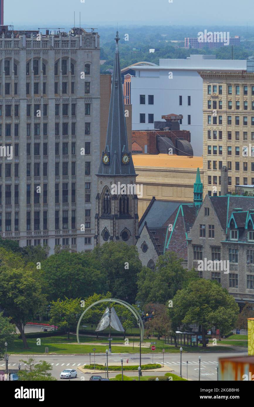 Detroit landmarks including the Millennium Bell (in Grand Circus Park ...