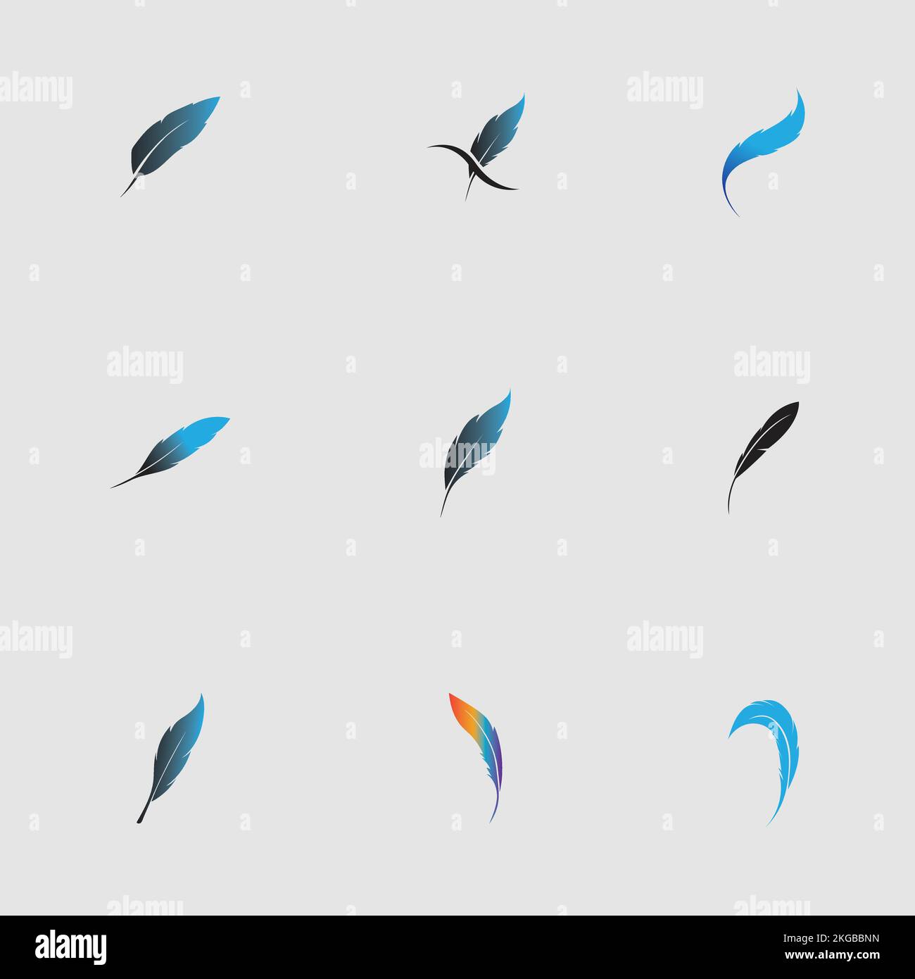 set of logo of feather vector illustration design on gray background ...
