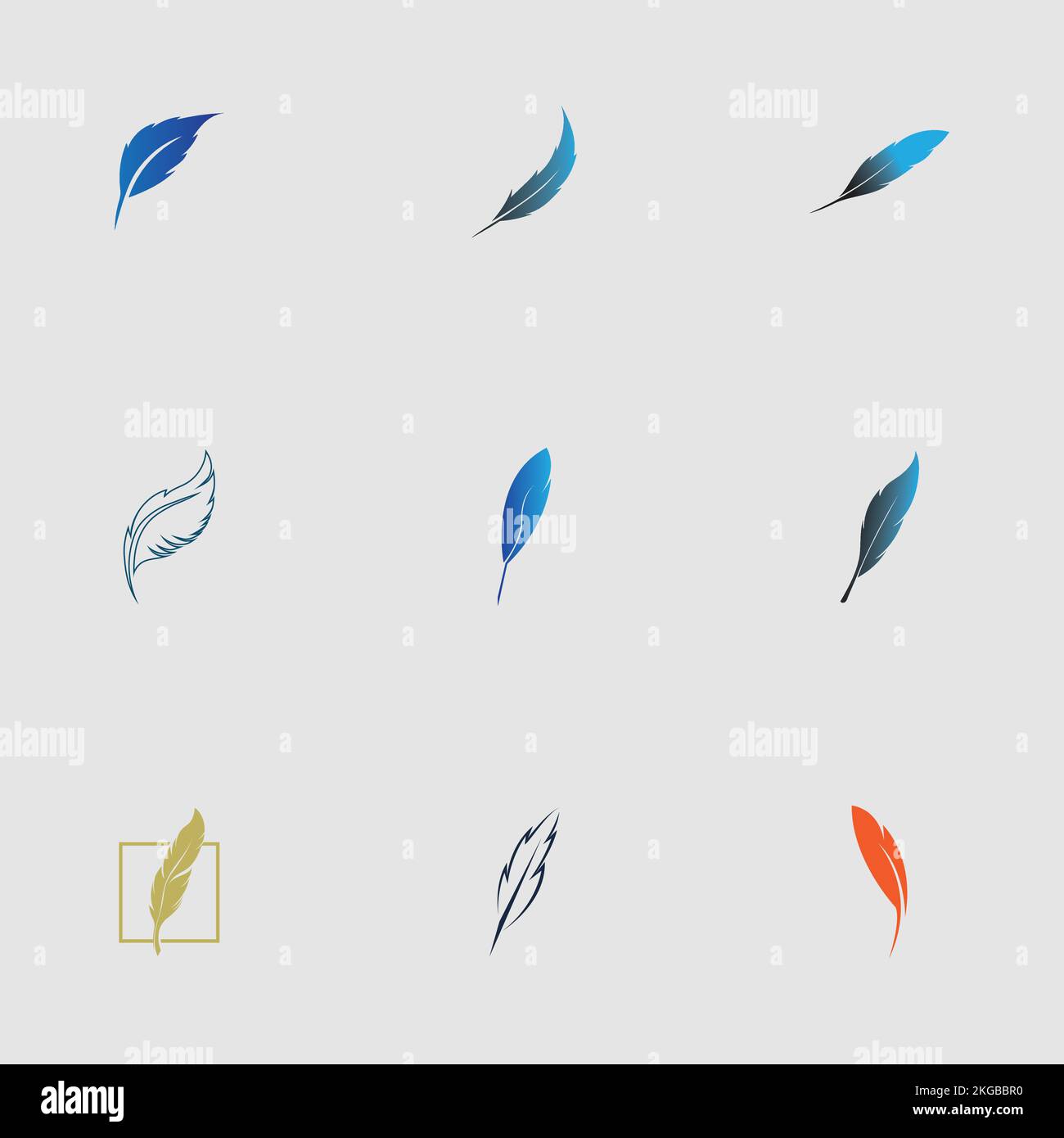 set of logo of feather vector illustration design on gray background ...