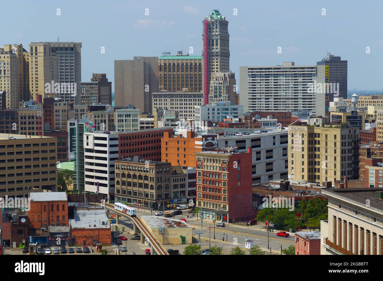 Highrise buildings in the Downtown Detroit financial district in ...