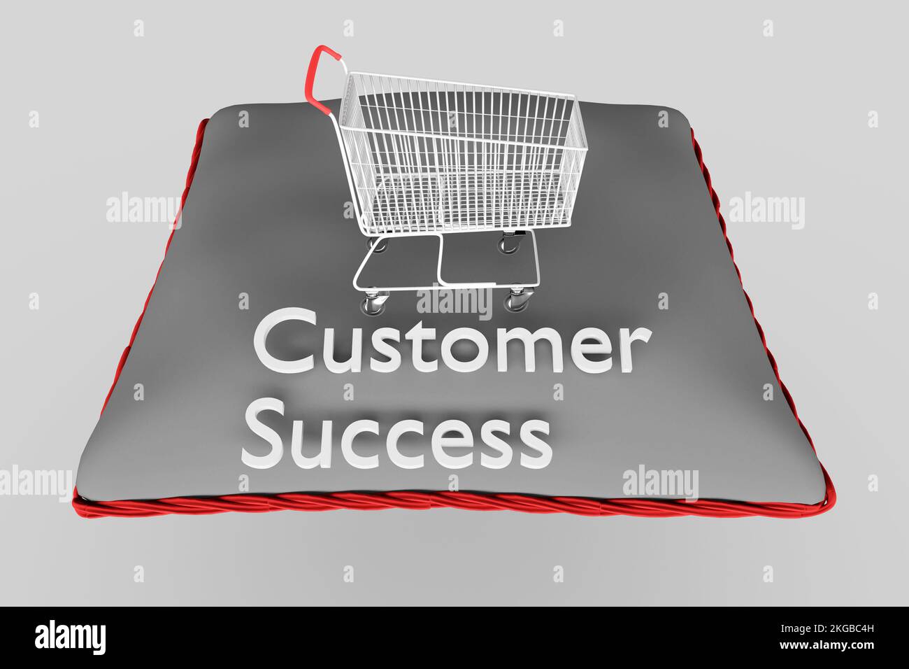 3D illustration of a shopping cart on gray pillow with a Customer ...
