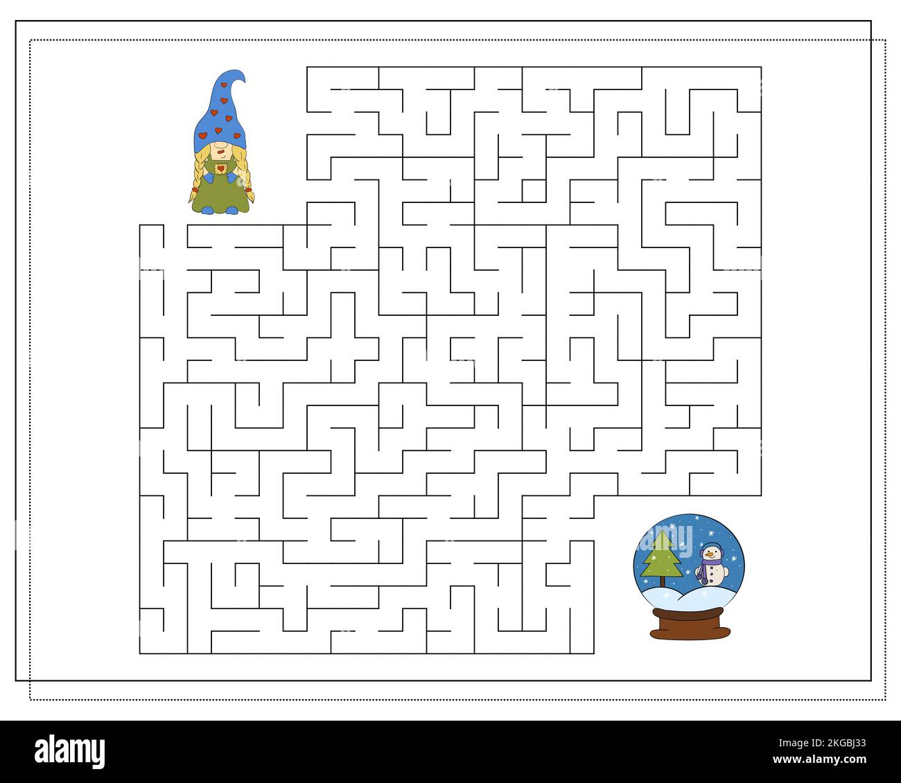 A puzzle game for kids, go through the maze. Cartoon Christmas Gnome ...