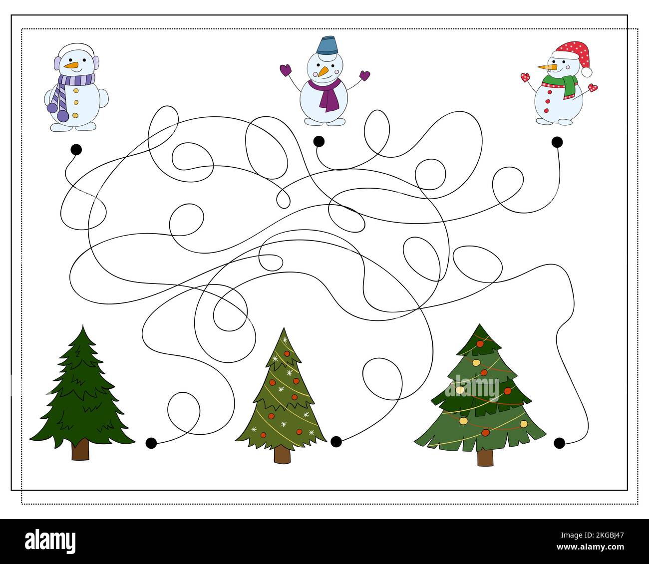 A puzzle game for kids, go through the maze. Cartoon Snowman Stock ...