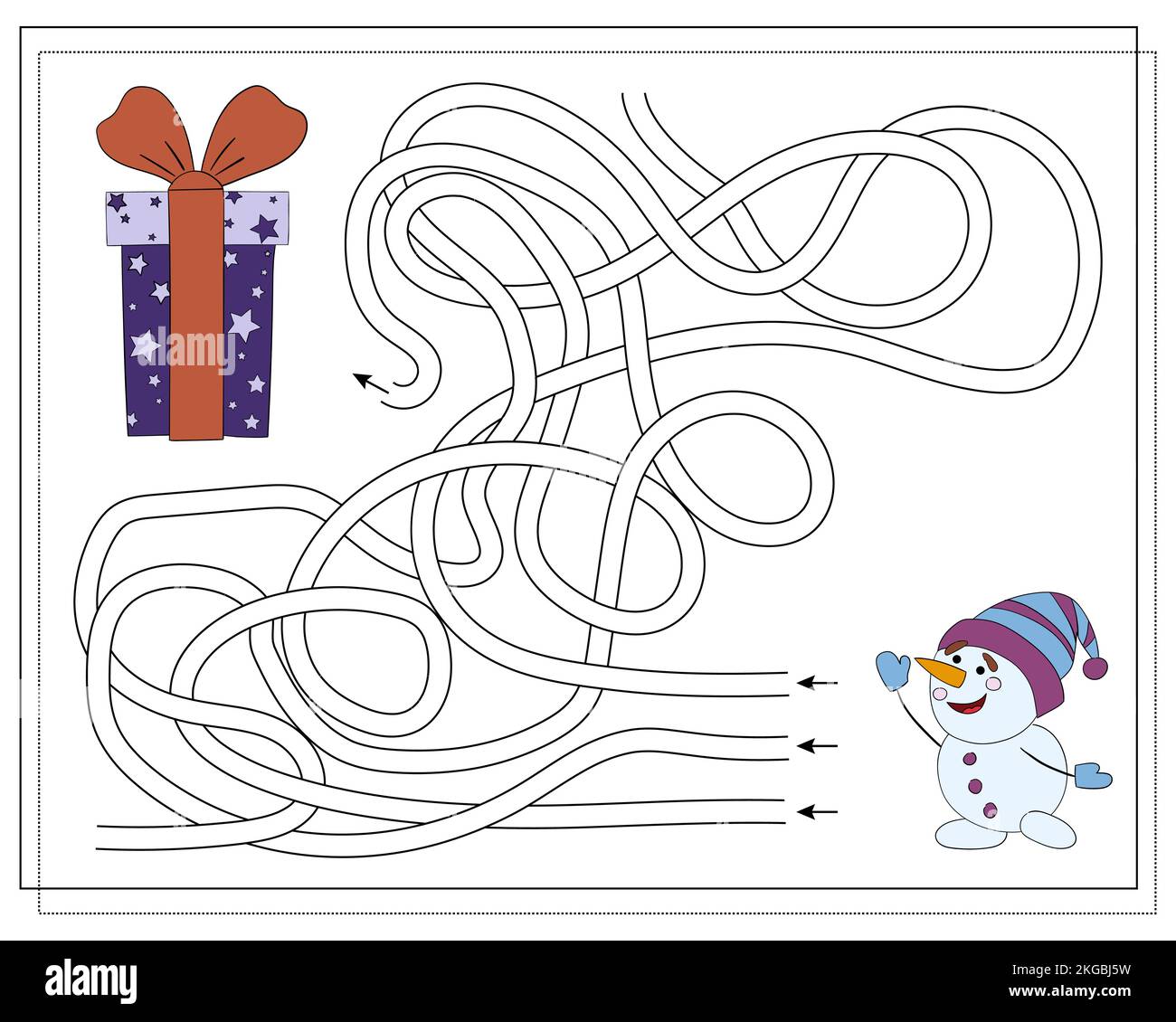A puzzle game for kids, go through the maze. Cartoon Snowman Stock ...