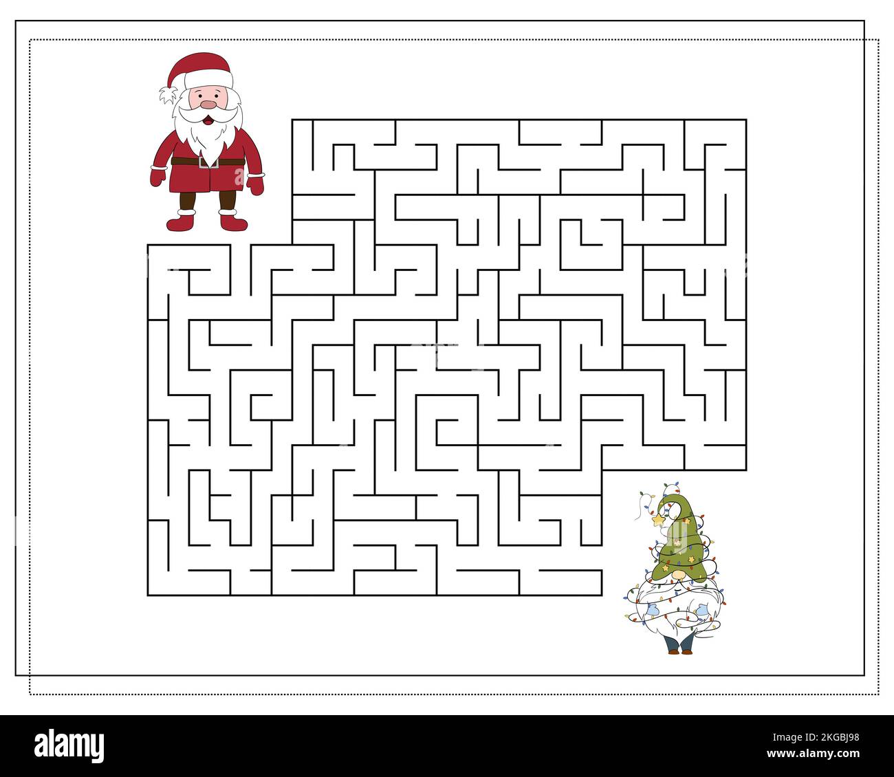 A puzzle game for kids, go through the maze. Cartoon Santa Stock Vector ...