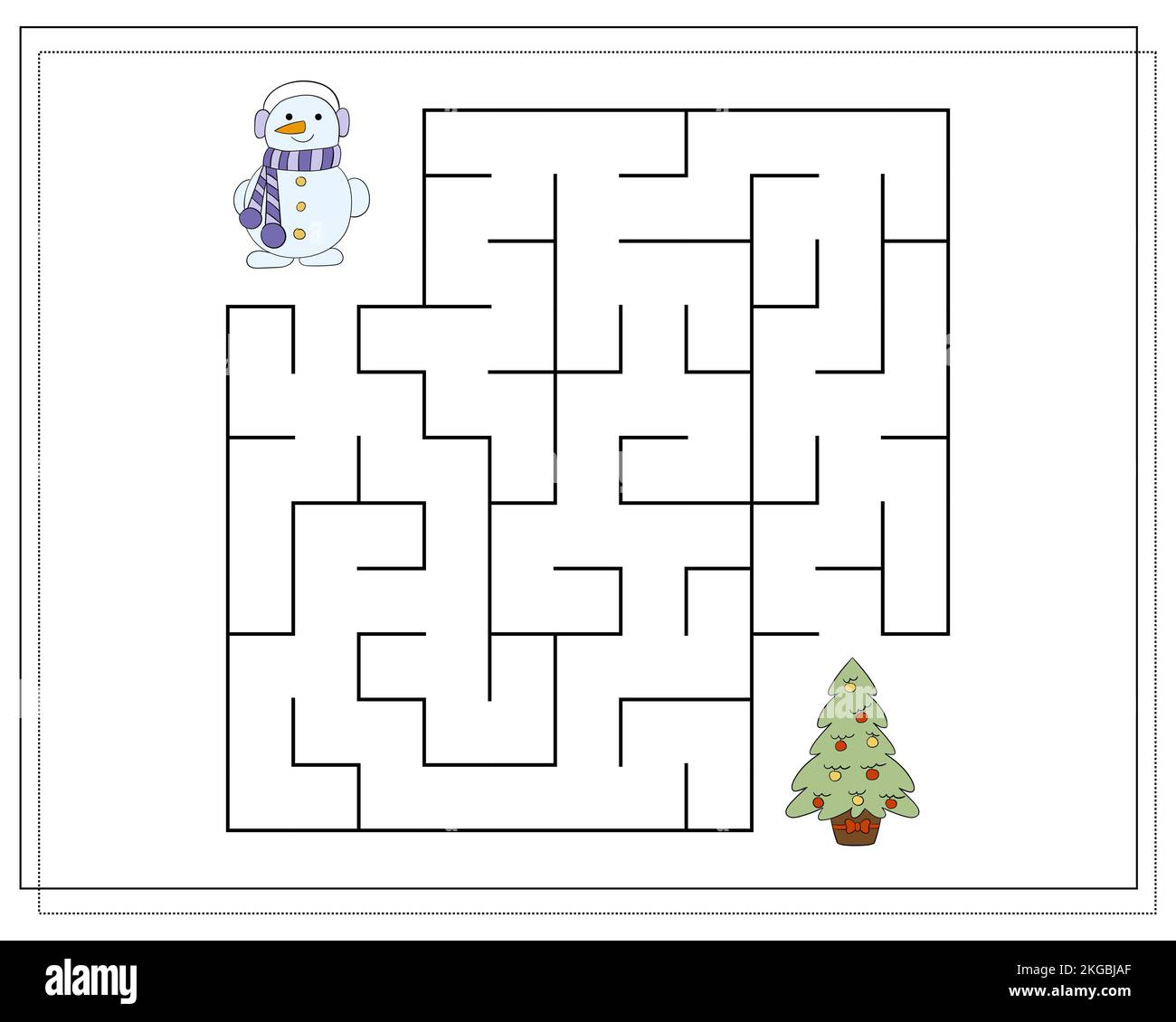 A puzzle game for kids, go through the maze. Cartoon Snowman Stock ...