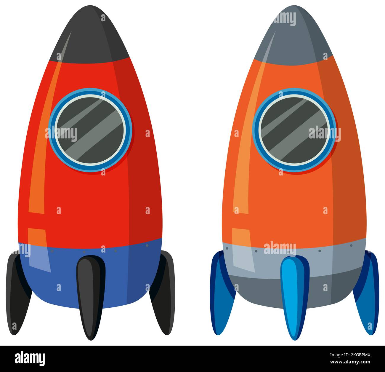 Two rocketships on white background illustration Stock Photo - Alamy