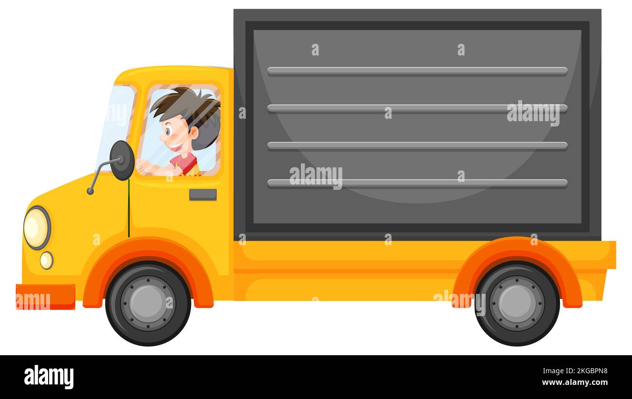 Delivery truck in cartoon style illustration Stock Photo - Alamy