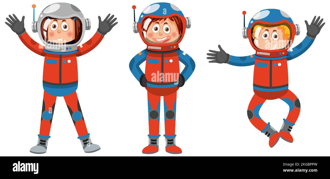 Astronaut cartoon character on white background illustration Stock ...
