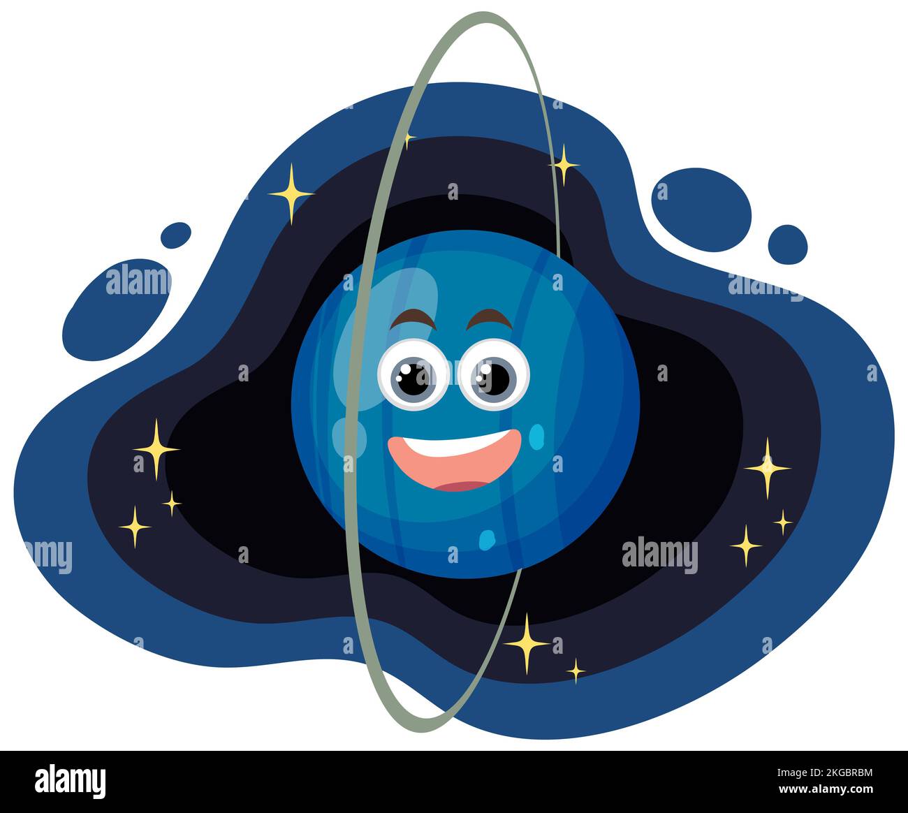 Cartoon Uranus planet with facial expression illustration Stock Photo ...