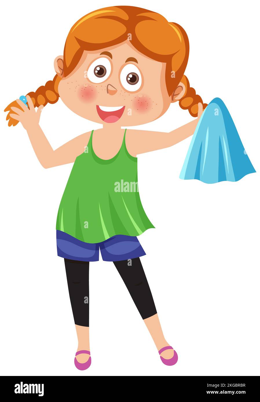 Cartoon character of kid cleaning illustration Stock Photo - Alamy