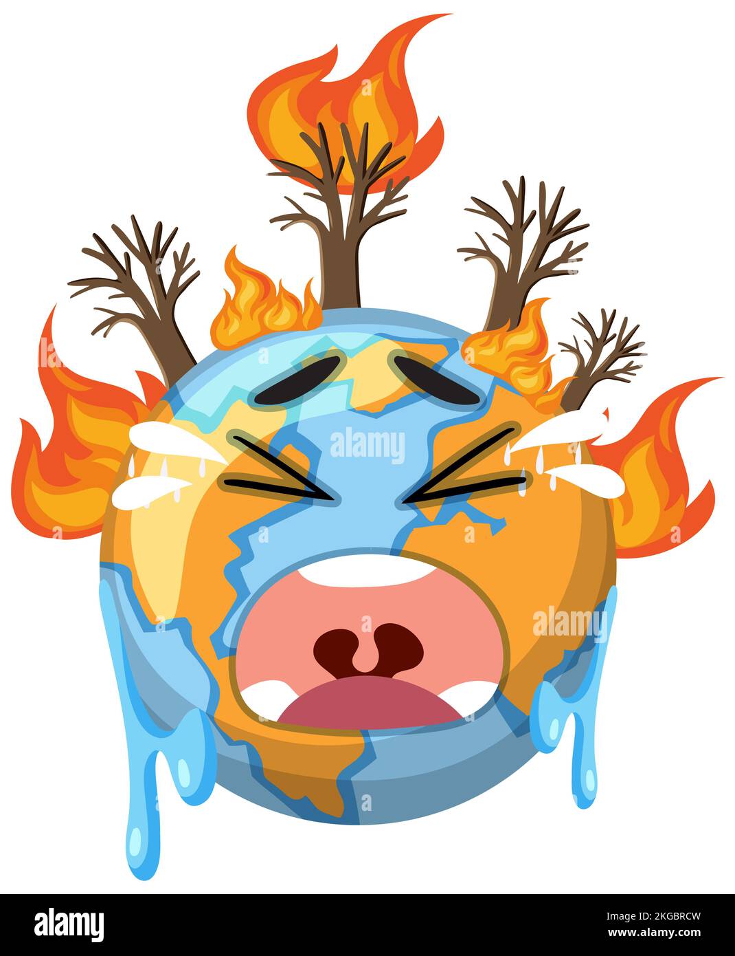 Crying earth cartoon character from greenhouse effect and global ...