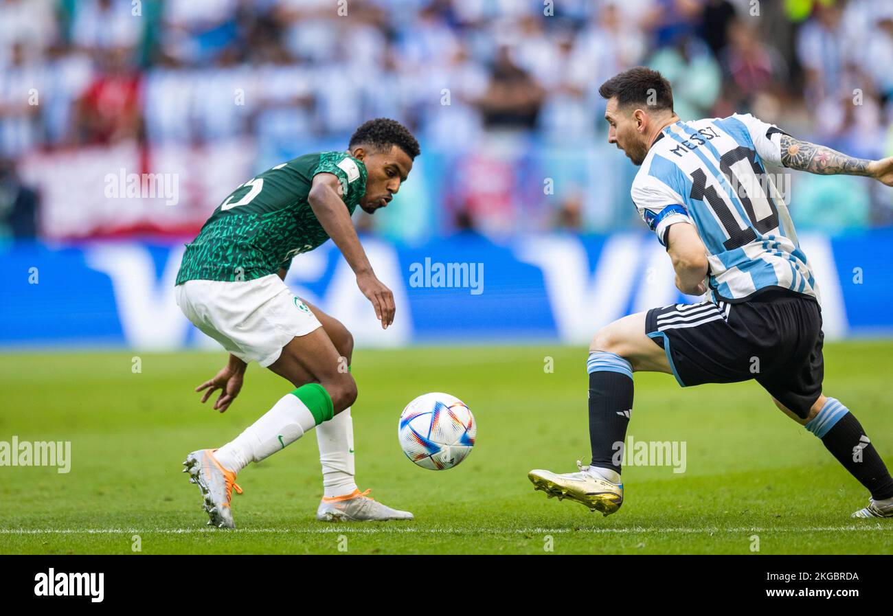 Doha, Qatar. 22nd Nov, 2022. Lionel Messi (Arg), Haitham Asiri (Saudi ...